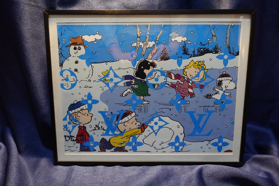 Snoopy Peanuts Ice Skating Death NYC AP/100 World Art Printing Framed ...
