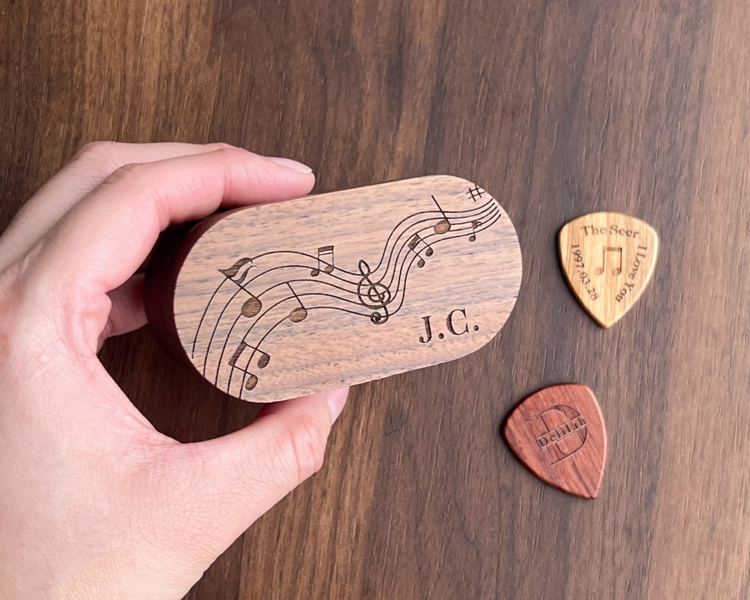 Engraved Guitar Plectrum Box Personalized Wooden Guitar Picks - Etsy