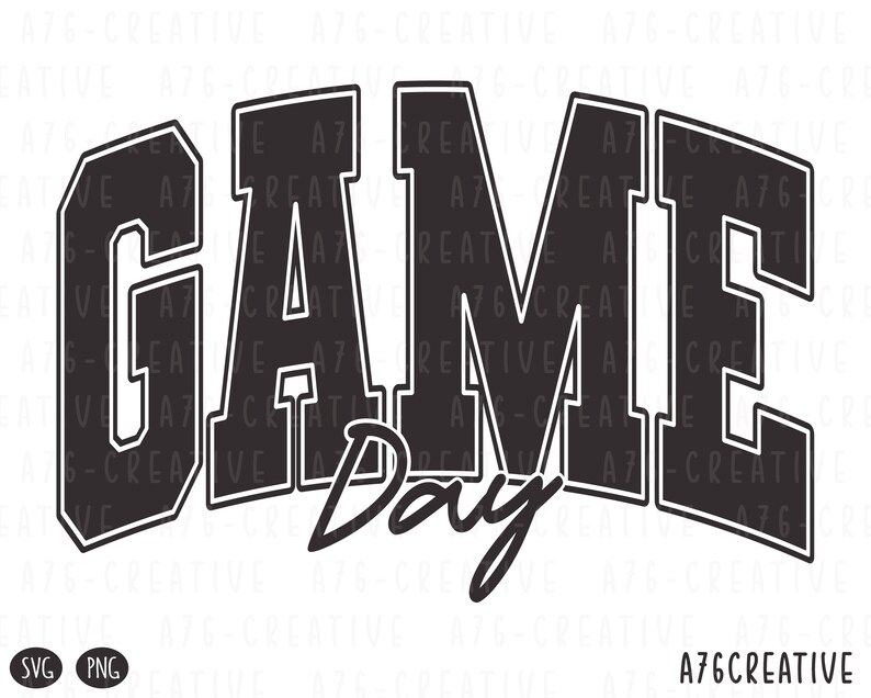 Retro Varsity Game Day SVG PNG: Distressed Sport Design (digital ...