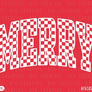 Retro Checkered Merry Png Svg Instant Download, Checkered Merry ...
