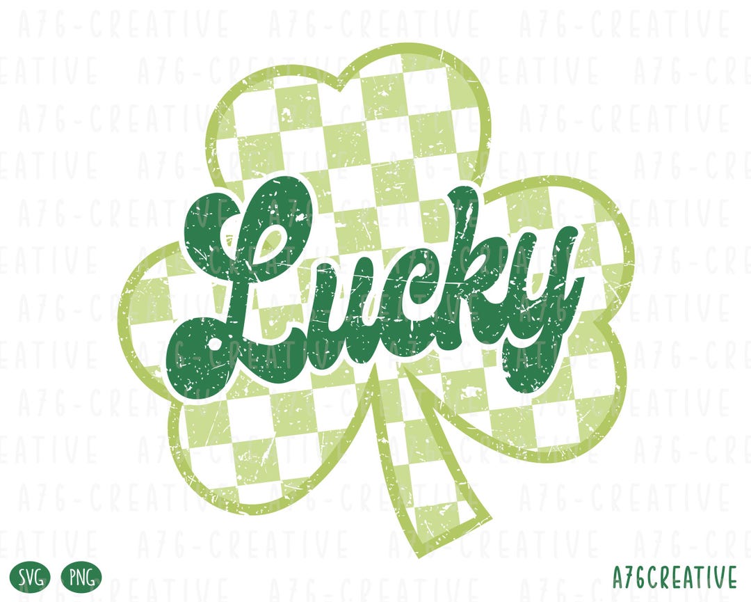 Retro Checkered Lucky Clover Png Svg, Checkered Clover Png, St Patrick ...