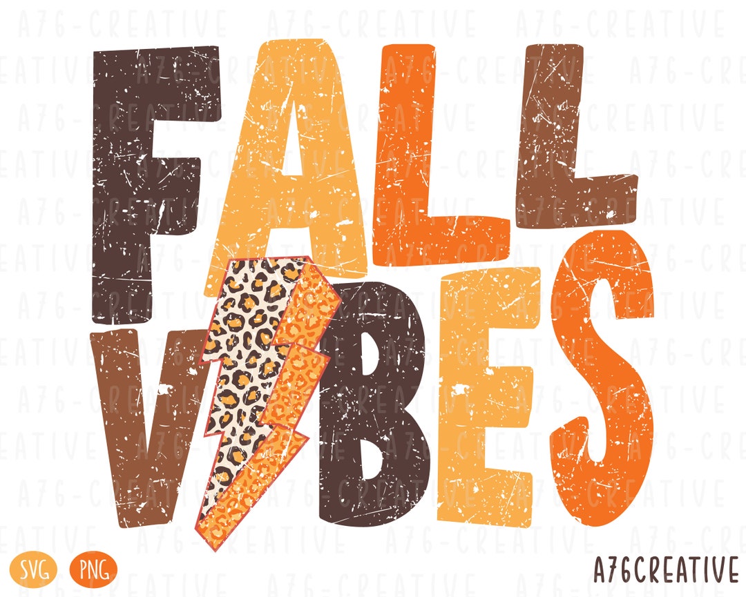 Retro Fall Vibes PNG, Fall Vibes Lightning Bold, Pumpkin Season Png ...