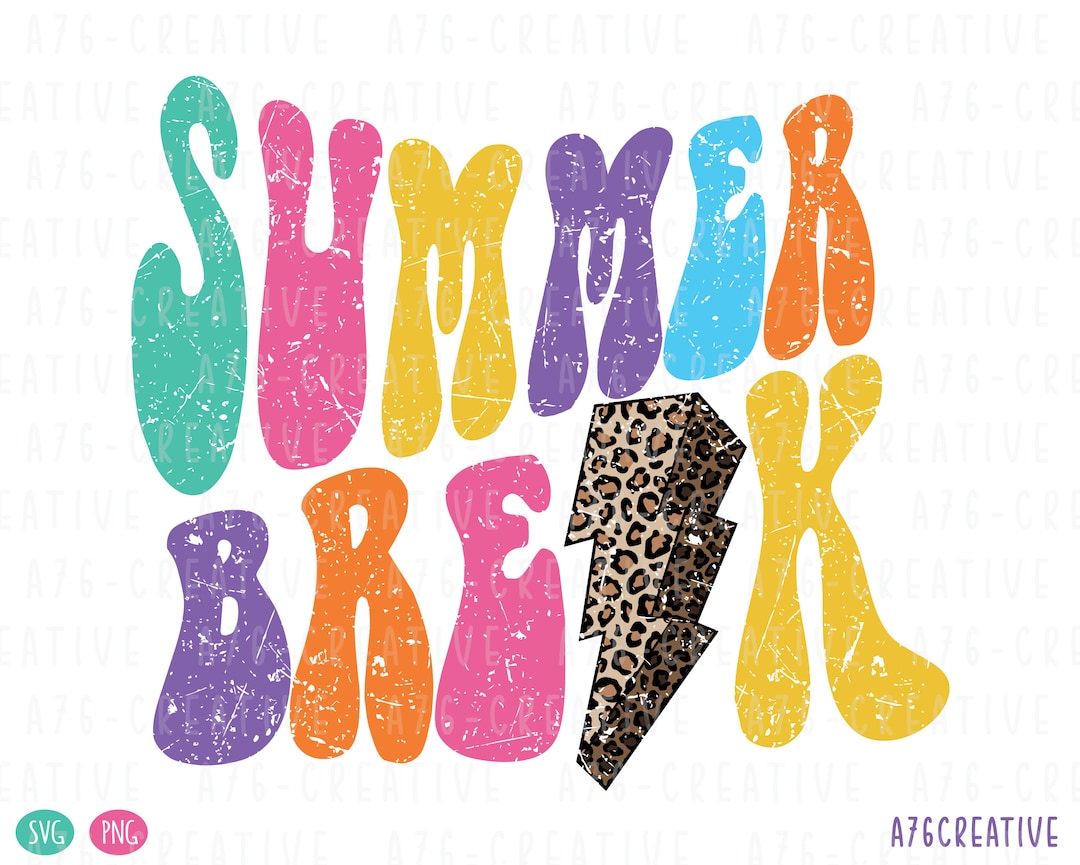 Summer Break Svg, Summer Png, Summer Break Leopard Lightning Bolt ...