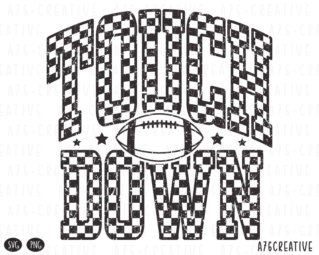 Retro Checkered Touch Down Png Svg, Checkered Touch Down Shirt, Touch ...