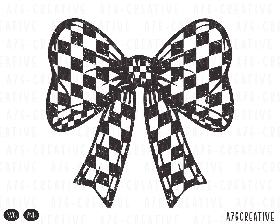Checkered Coquette Bow SVG PNG: Retro Sport Design (digital Download ...
