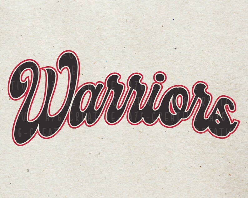 Retro Cursive Warriors Design: Sublimation PNG SVG (digital Download ...
