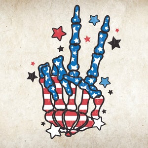 Patriotic Skeleton Peace Hand PNG: 4th of July, America Flag (digital ...