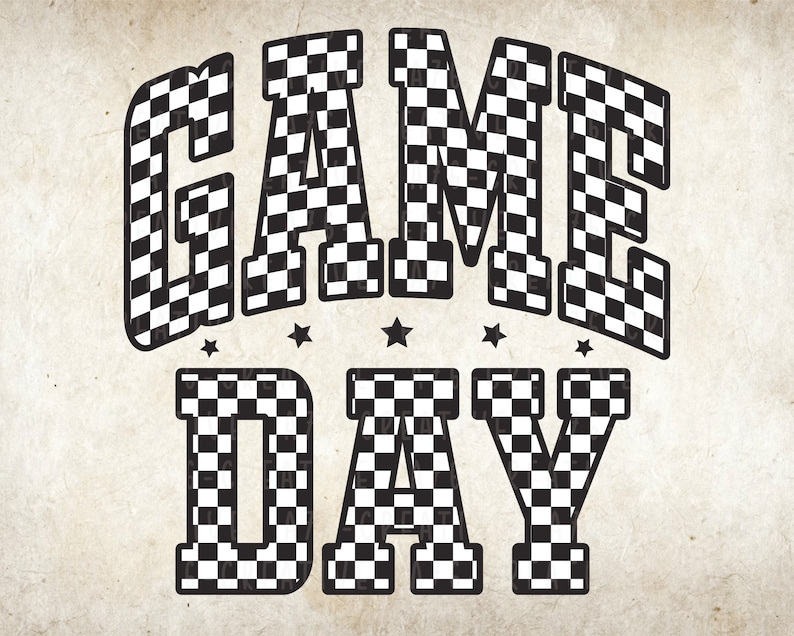 Checkered Game Day Design, School Sport, Retro Font (SVG & PNG) - Etsy