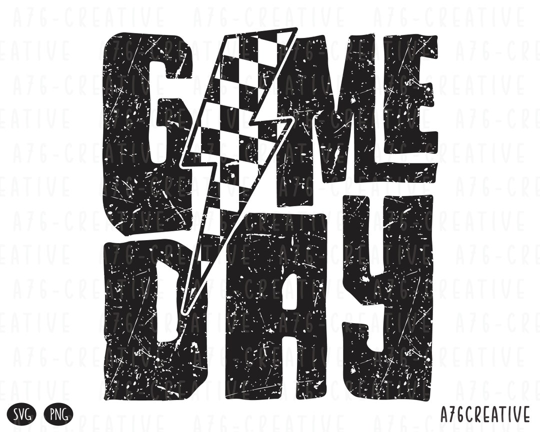 Game Day Png, Game Day Svg, Game Day Lightning, Checkered Lightning ...