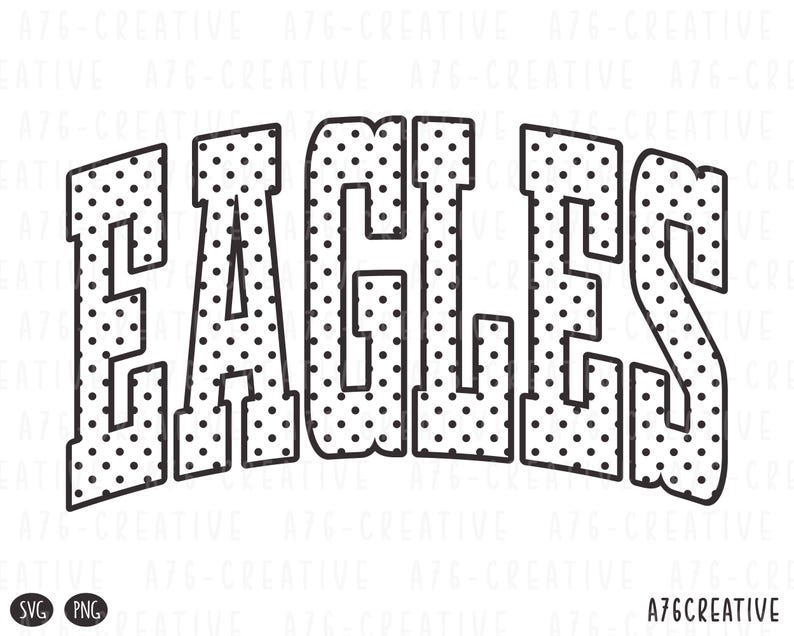 Polka Dot Eagles Design, Varsity Mascot Word Design, Sublimation Shirt ...