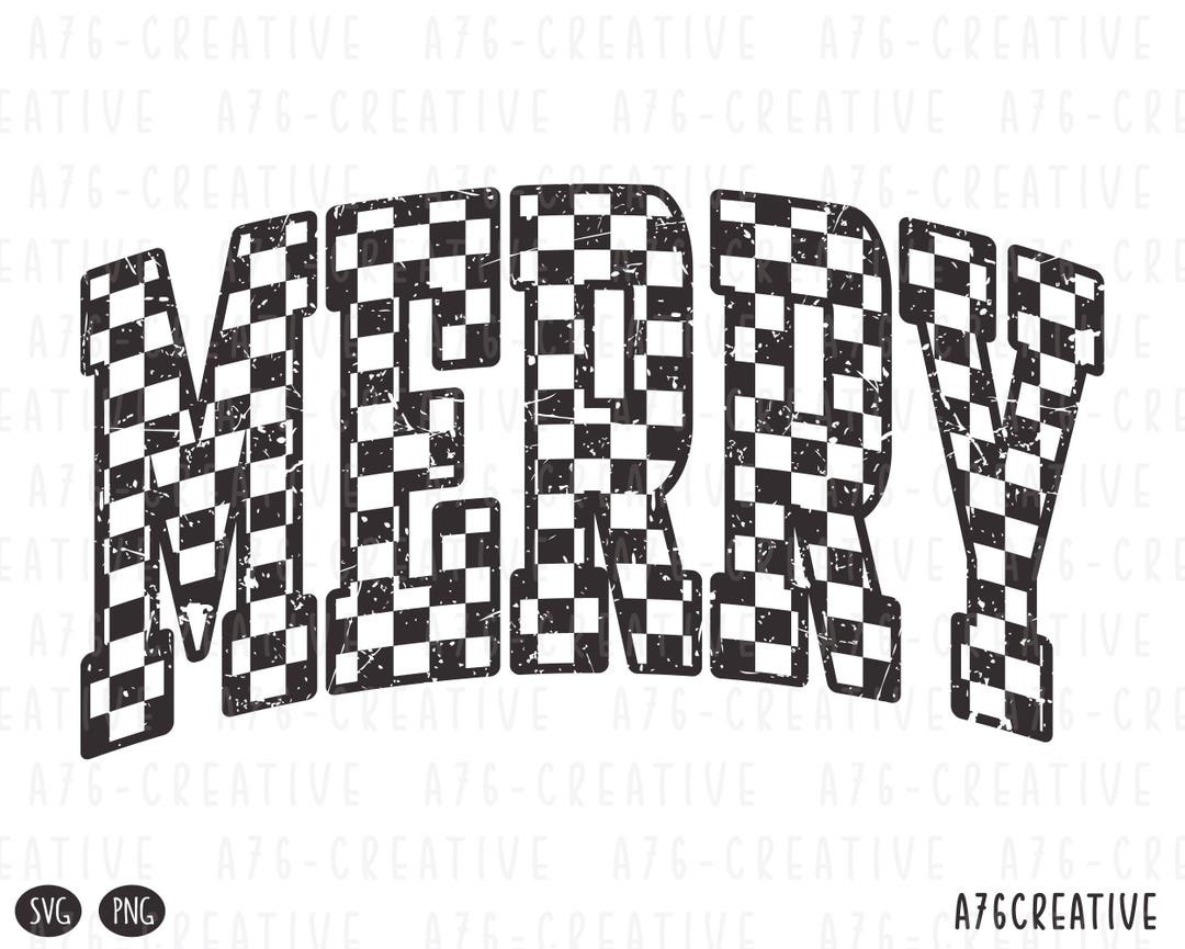 Checkered Merry Christmas SVG PNG, Retro Sublimation (digital Download ...