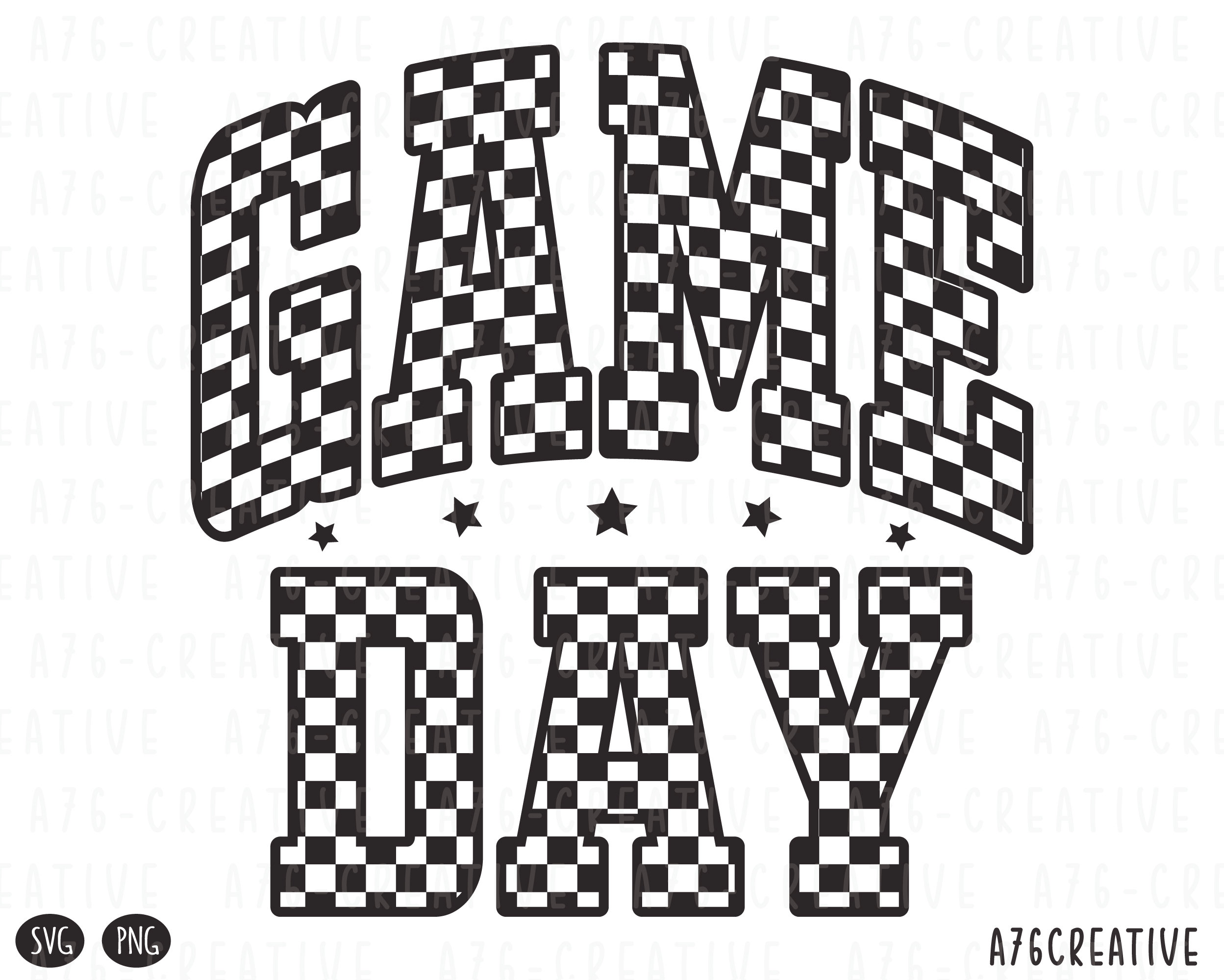 Checkered Game Day Design, School Sport, Retro Font (SVG & PNG) - Etsy