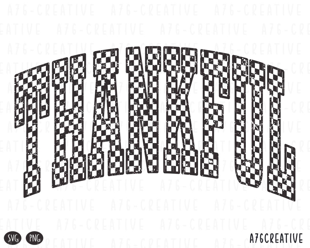 Retro Thankful Checkered Print: Thanksgiving PNG SVG (digital Download ...