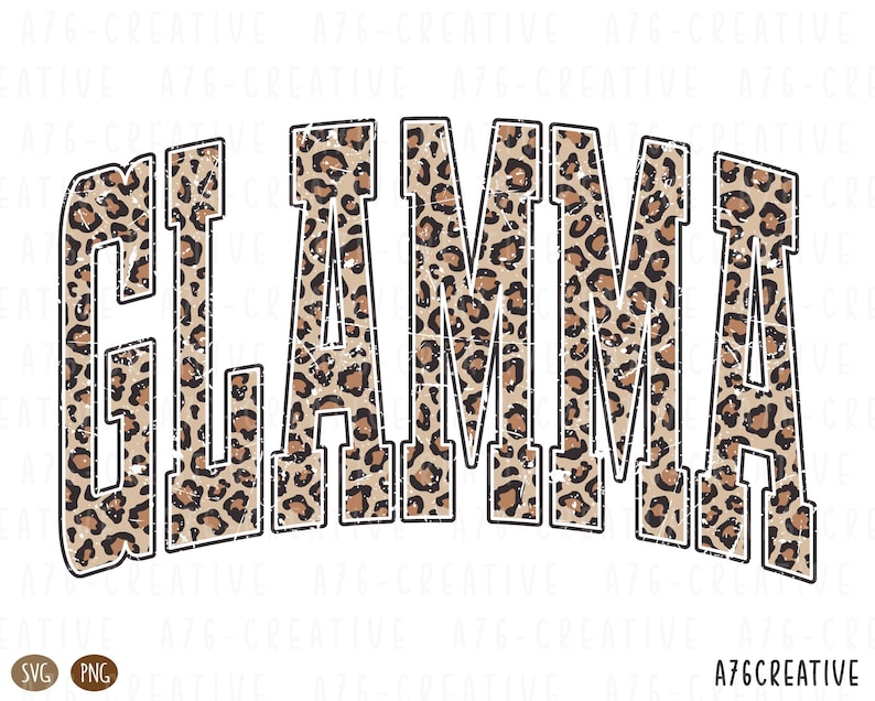Glamma Leopard Print Sublimation Design , Retro Style , Distressed ...