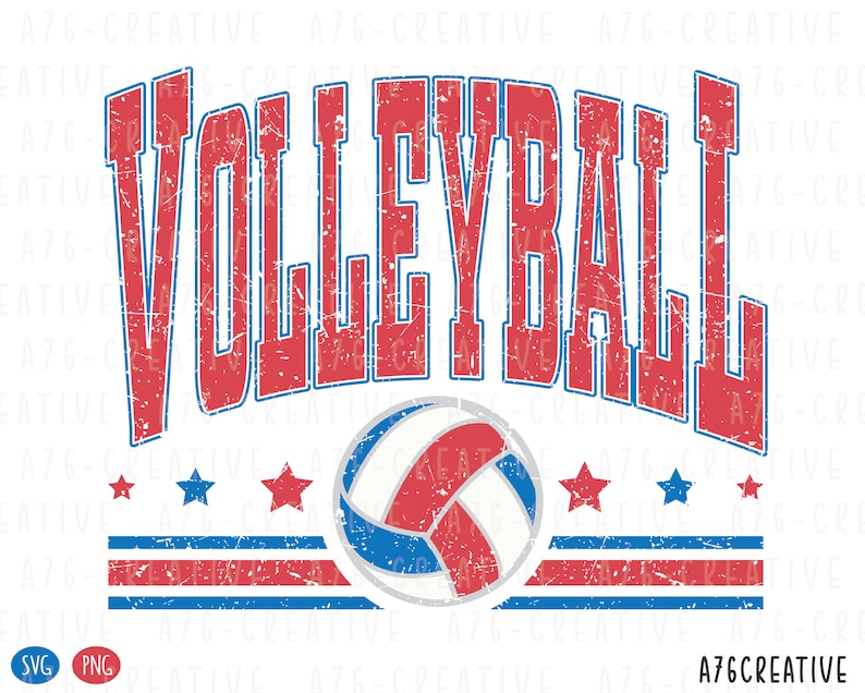 Retro Varsity Volleyball Sublimation Design (SVG & PNG) - Etsy