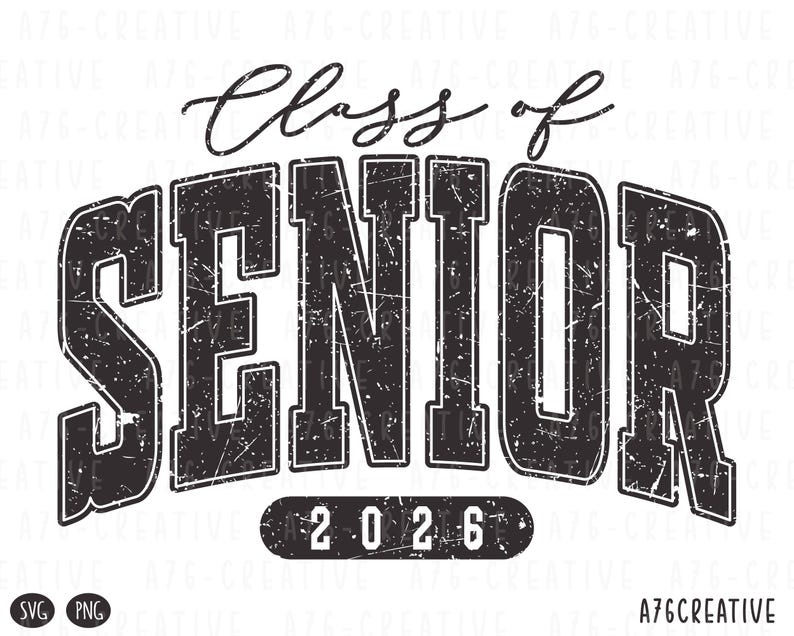 Retro Senior 2026 Shirt Design: Distressed SVG & PNG (digital Download ...