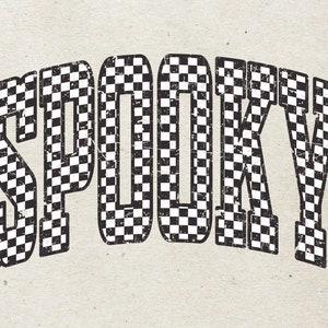 Retro Checkered Spooky Png Instant Download, Checkered Spooky Shirt, Spooky Svg, Halloween ...