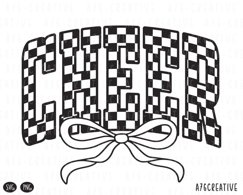 Retro Checkered Cheer Coquette Design: Sublimation PNG SVG (digital ...