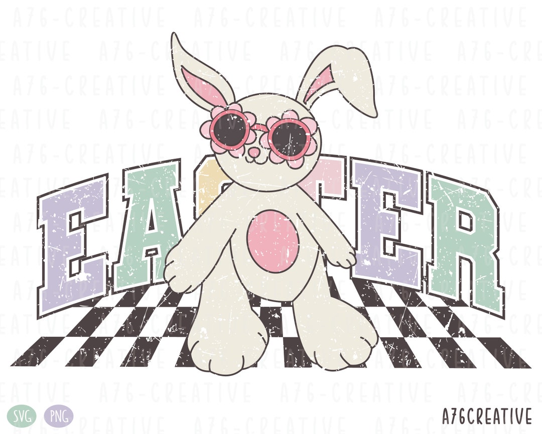 Retro Easter Bunny Png Sublimation, Easter Png Svg, Cute Easter Bunny ...
