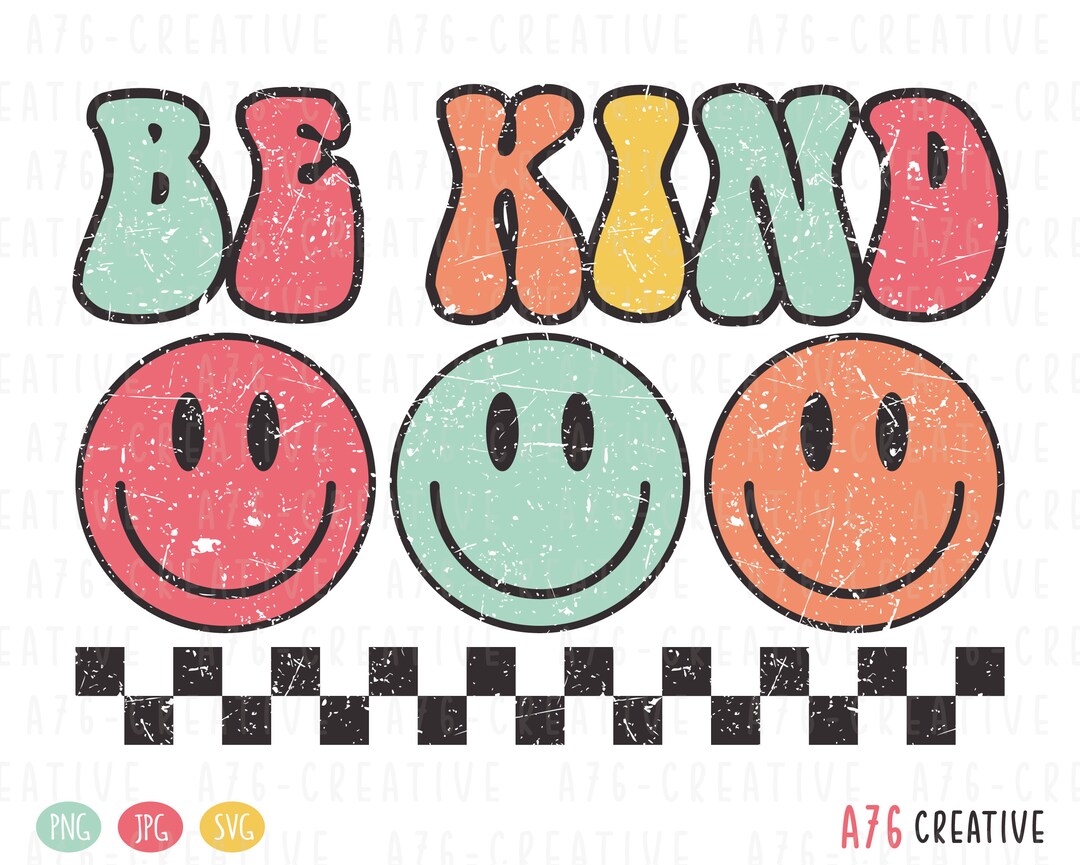 Retro Be Kind Sublimation Design: Groovy Boho PNG, SVG, JPEG - Etsy