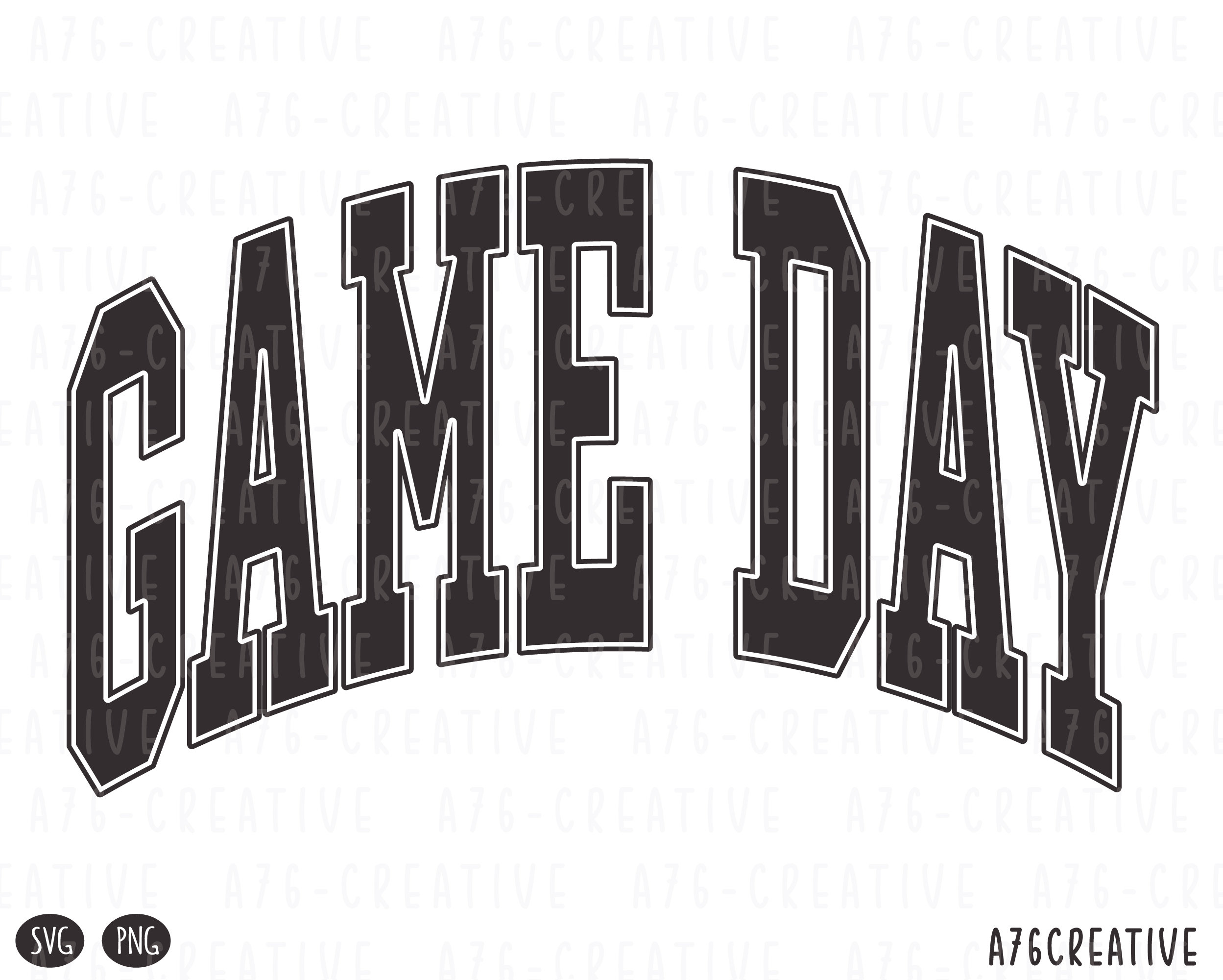 Retro Varsity Game Day SVG PNG: Black and White Sport Design (digital ...