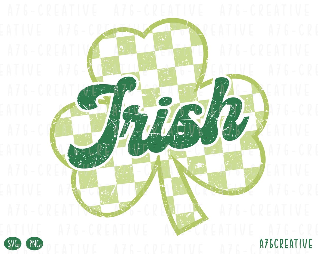 Retro Checkered Irish Clover Png Svg, Checkered Clover Png, St Patrick ...