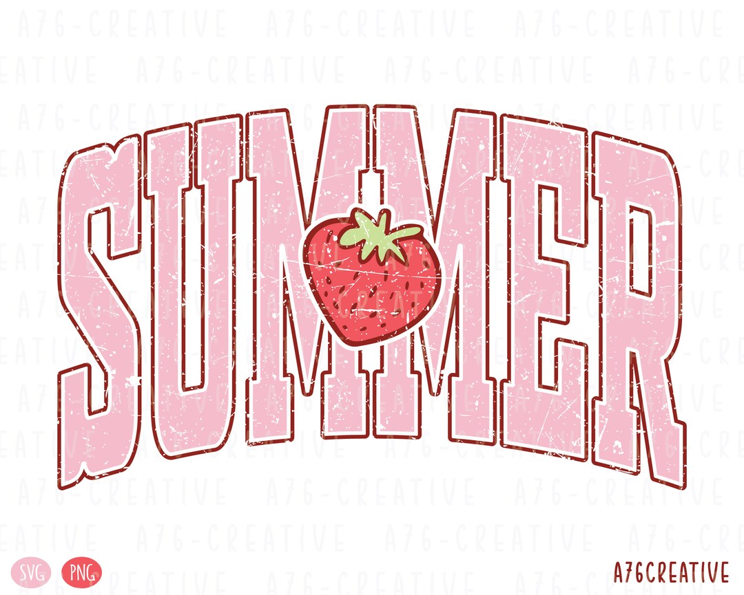 Retro Summer Strawberry SVG PNG: Distressed Design (digital Download ...