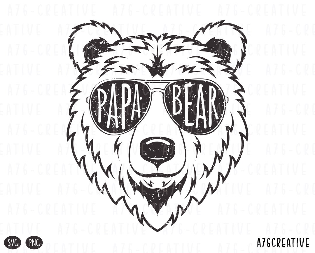 Retro Papa Bear Png Svg Instant Download, Fathers Day, Papa Bear Svg ...