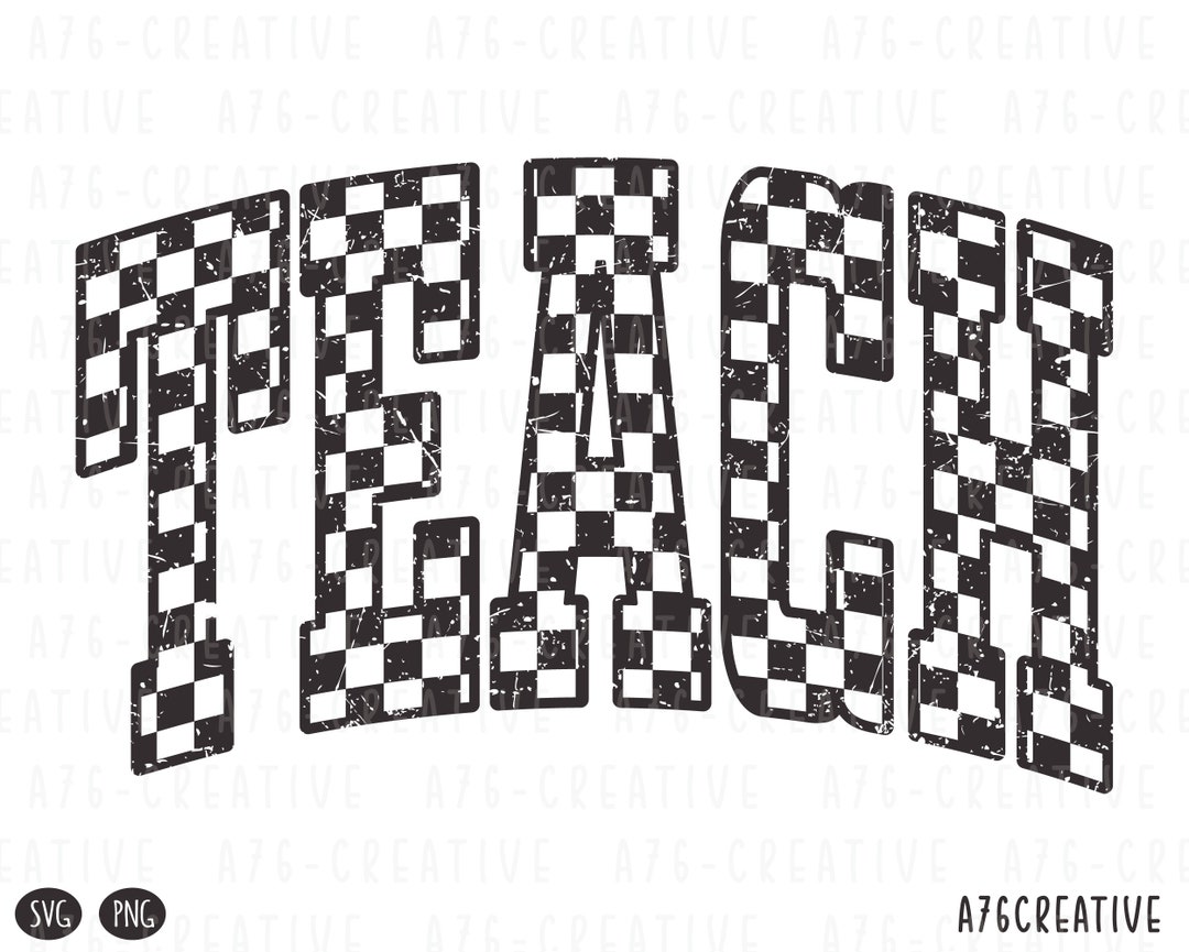 Retro Checkered Teach Png Svg Instant Download, Checkered Teach Shirt ...