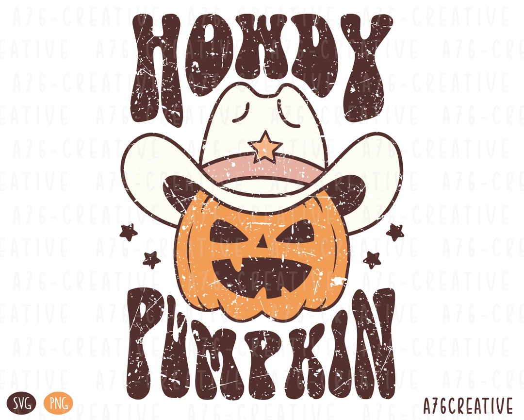 Retro Howdy Pumpkin Png Svg, Halloween Pumpkin, Howdy Png, Vintage ...
