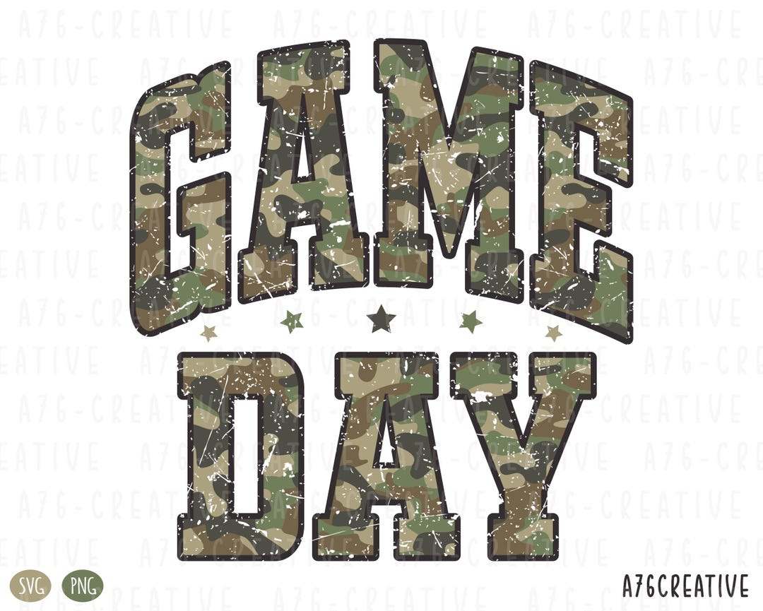 Retro Camouflage Game Day Design: SVG & PNG (digital Download) - Etsy