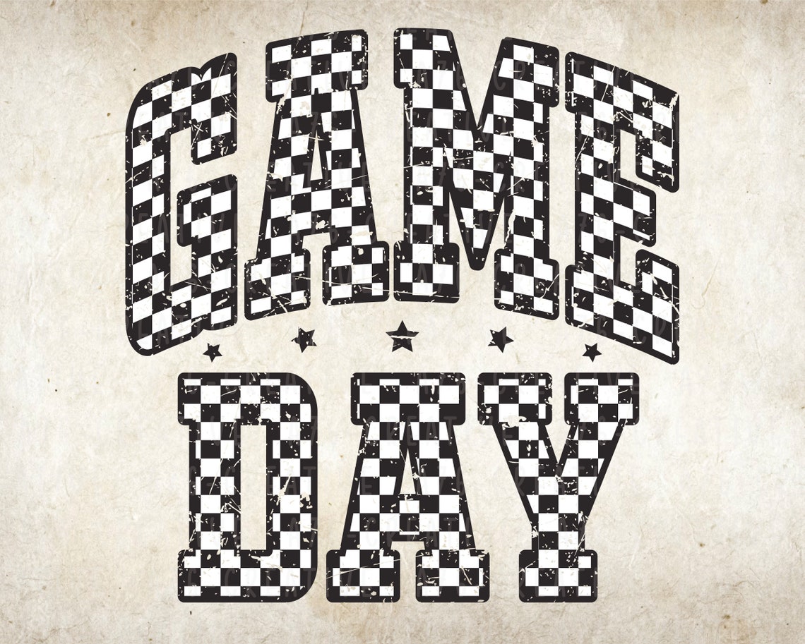Checkered Game Day Design, School Sport, Retro Font (SVG & PNG) - Etsy