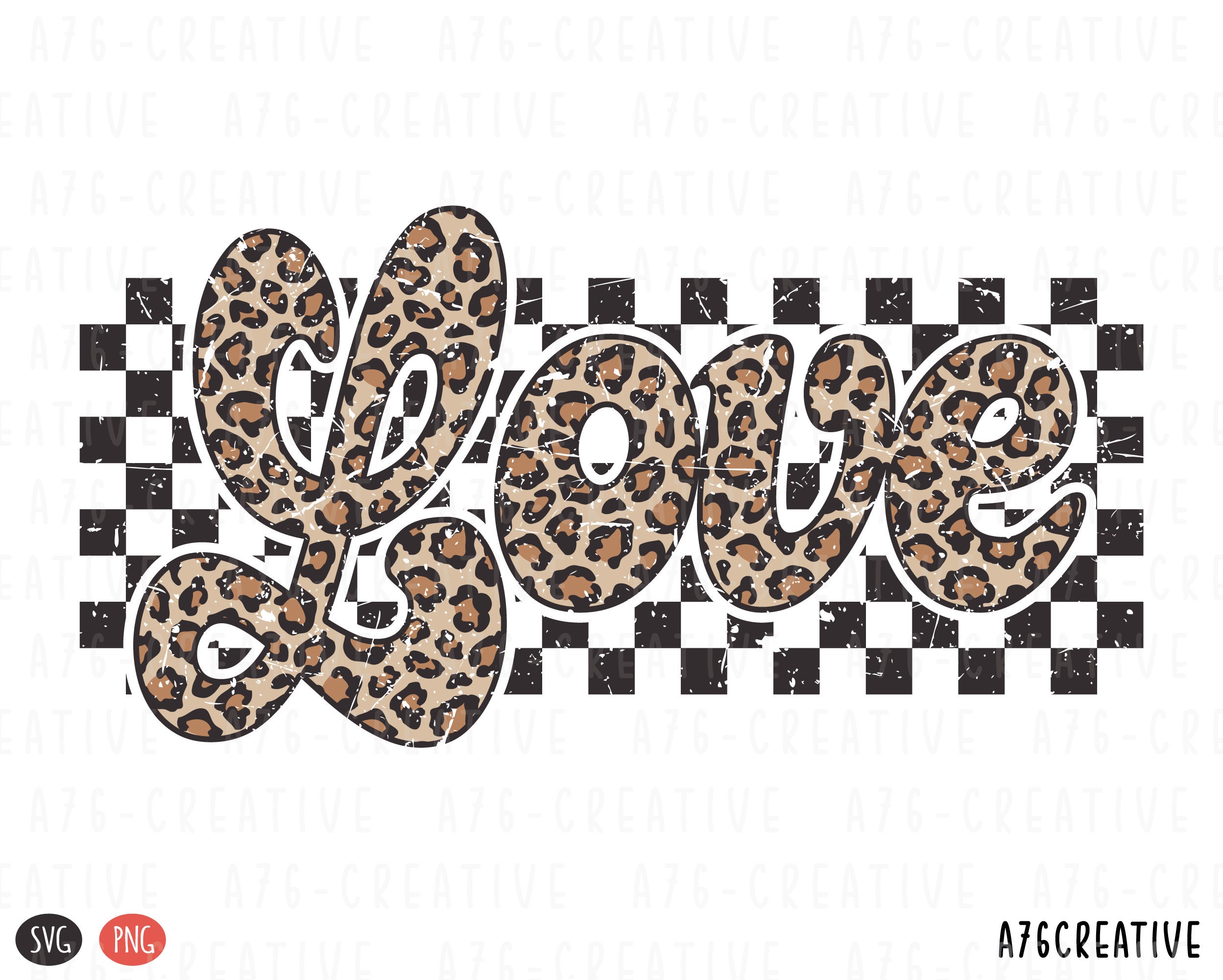 Checkered Leopard Love Png Svg, Valentines Day Png, Checkered Love ...