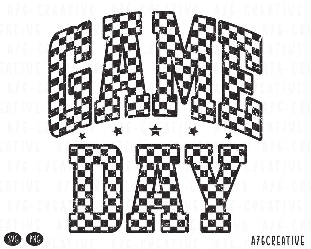 Checkered Game Day Design, School Sport, Retro Font (SVG & PNG) - Etsy