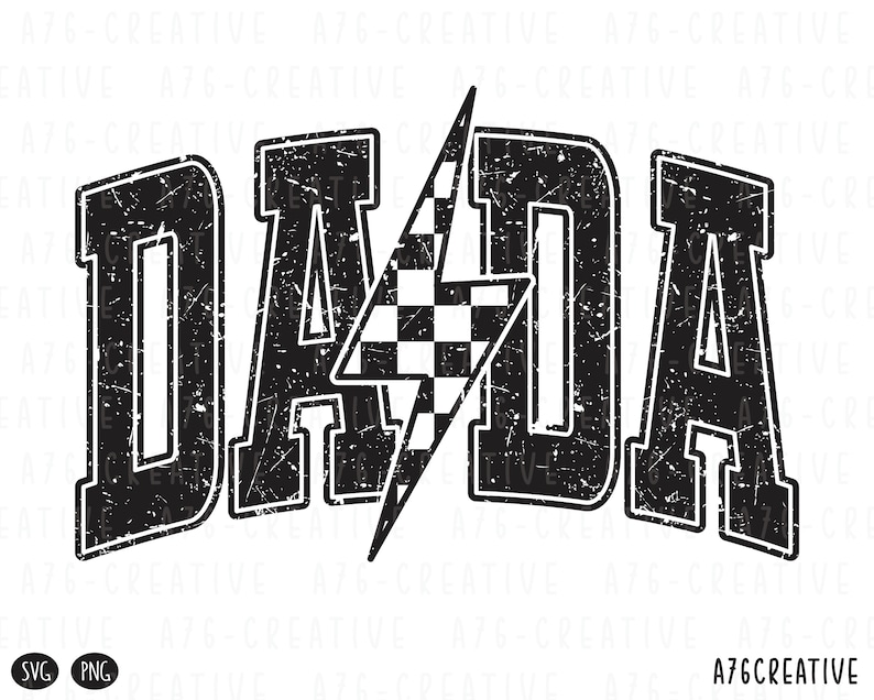 Retro Dada Checkered Lightning Bolt SVG PNG (digital Download) - Etsy