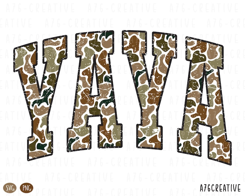 Retro Camo Yaya Design: Sublimation Graphics (SVG & PNG Digital Files ...