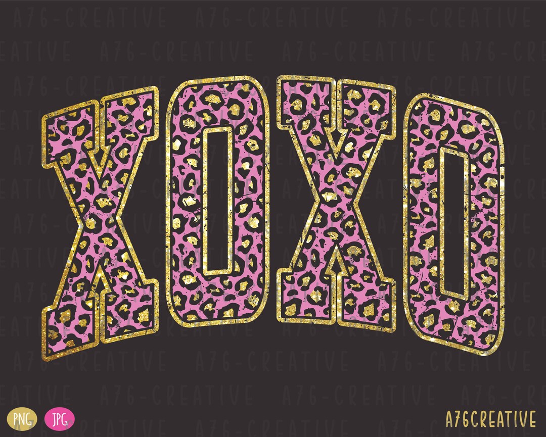 Retro Glitter Valentine XOXO Leopard Print Png, Glitter XOXO Leopard ...