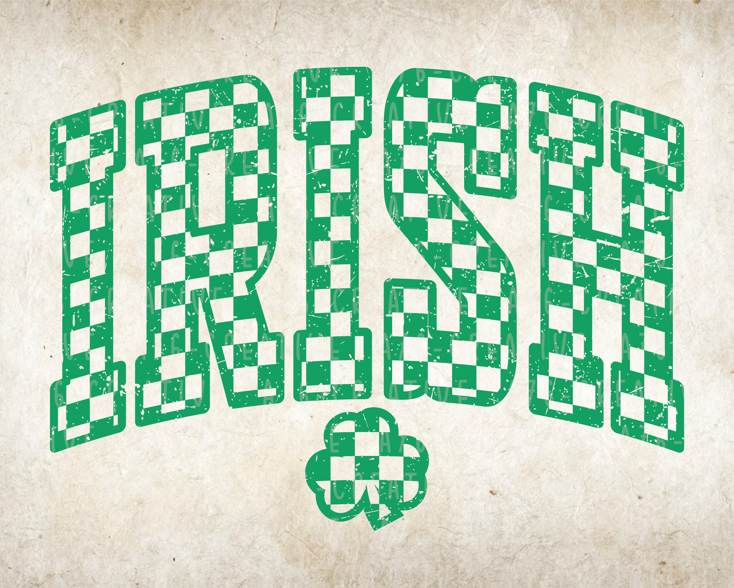 Checkered Irish Clover Png Svg, Retro Irish Png, St Patrick's Day ...