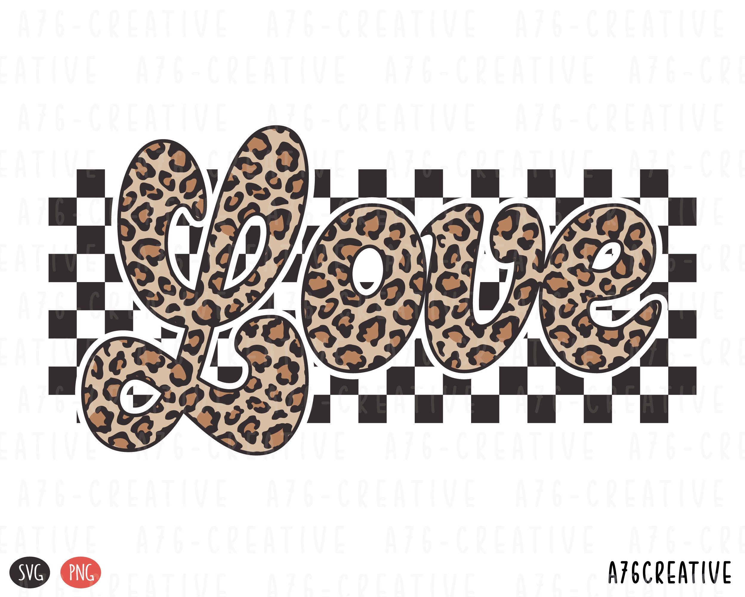 Checkered Leopard Love Png Svg, Valentines Day Png, Checkered Love ...