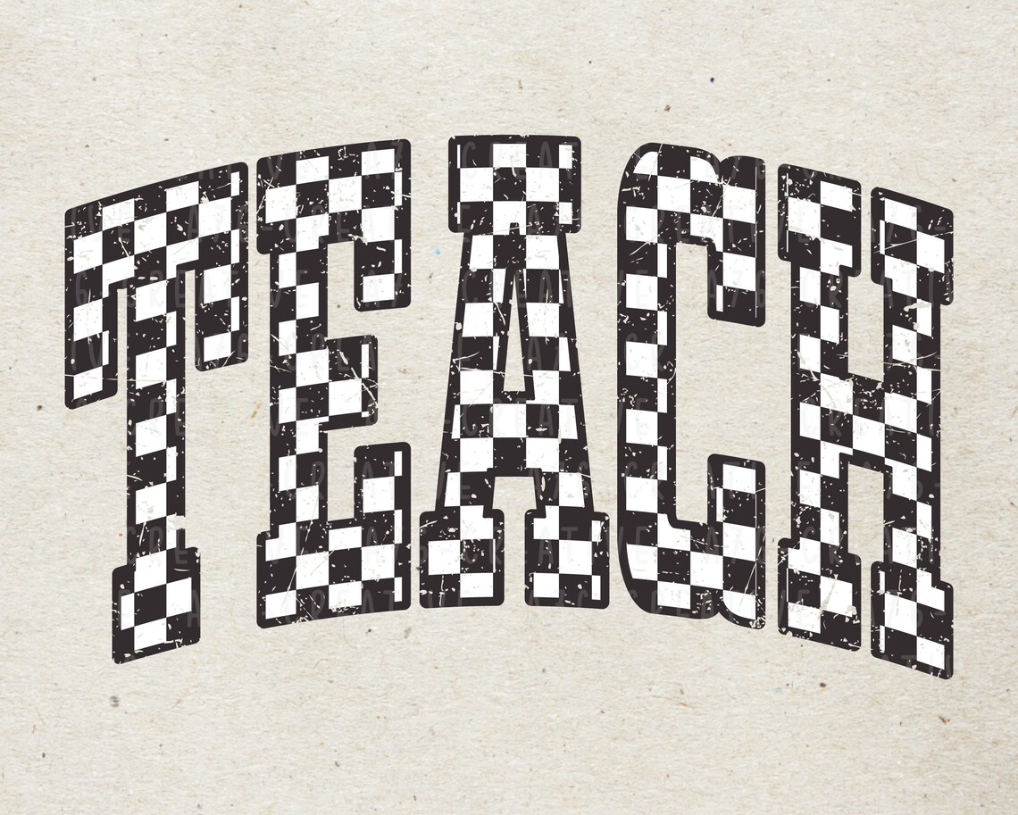 Retro Checkered Teach Design: Teacher SVG, PNG (digital Download) - Etsy