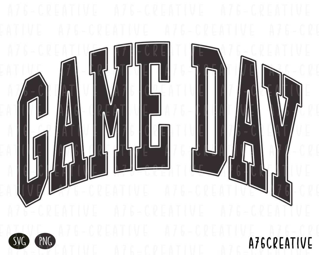 Retro Varsity Game Day SVG PNG: Black and White Design (digital ...