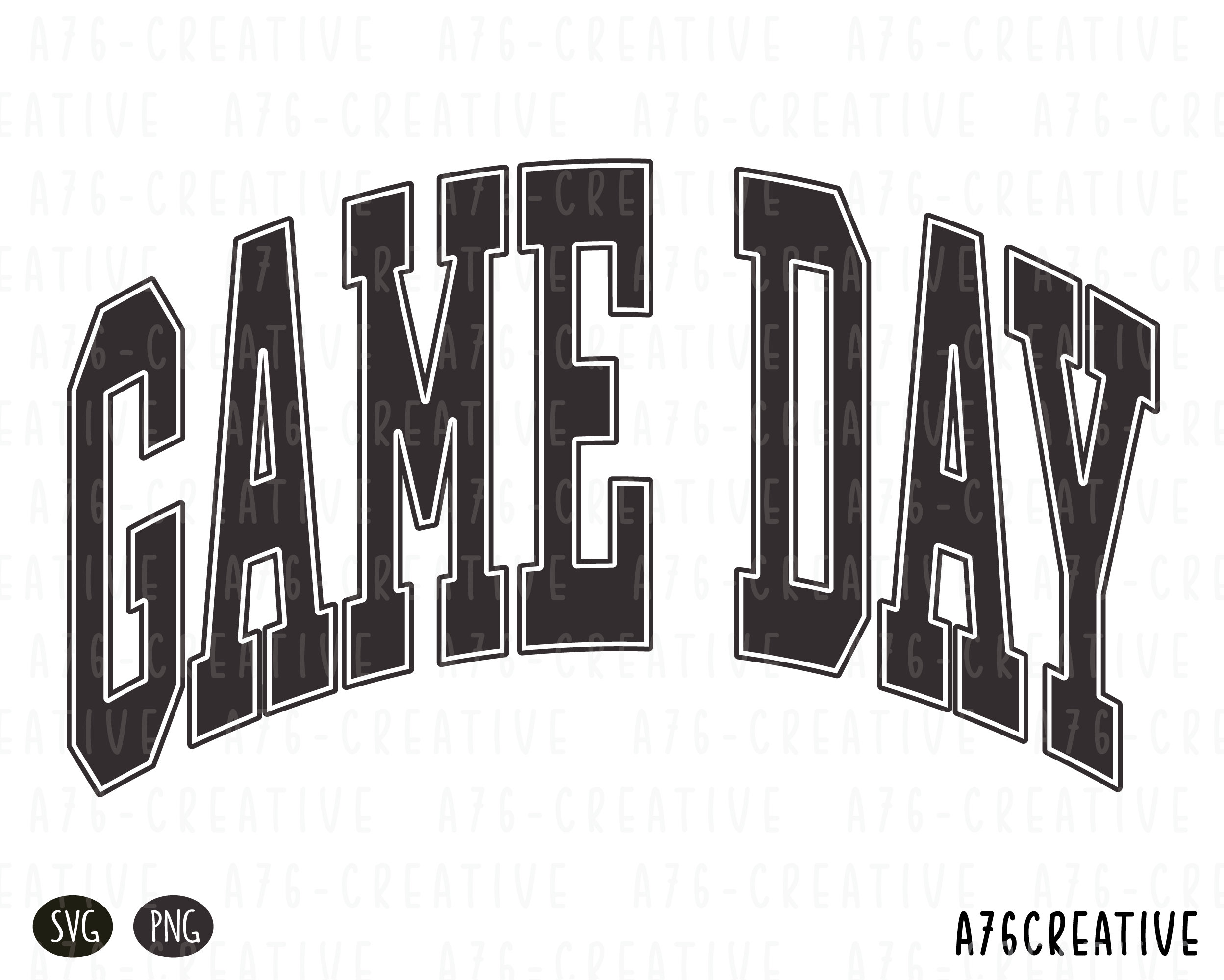 Retro Varsity Game Day SVG PNG: Black and White Design (digital ...