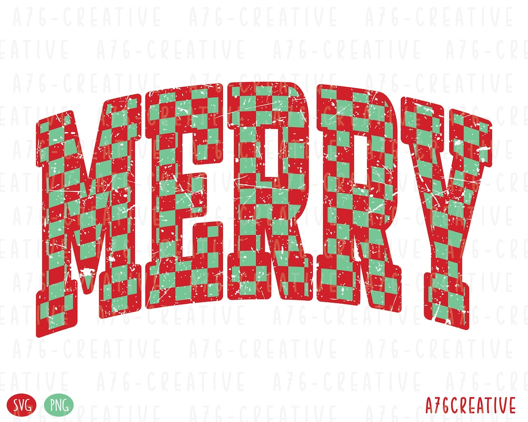 Retro Checkered Merry Png Svg Instant Download, Checkered Merry ...