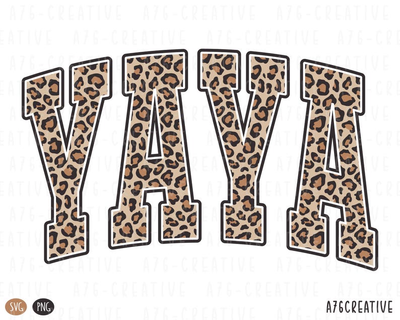 Retro Yaya Leopard Print Design: SVG, PNG Files (digital Download - Etsy