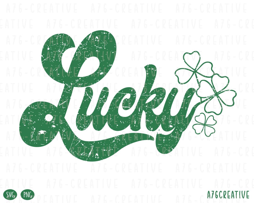 Retro Lucky Clover Png Svg, Lucky Svg, Clover Png, Lucky Clover St ...