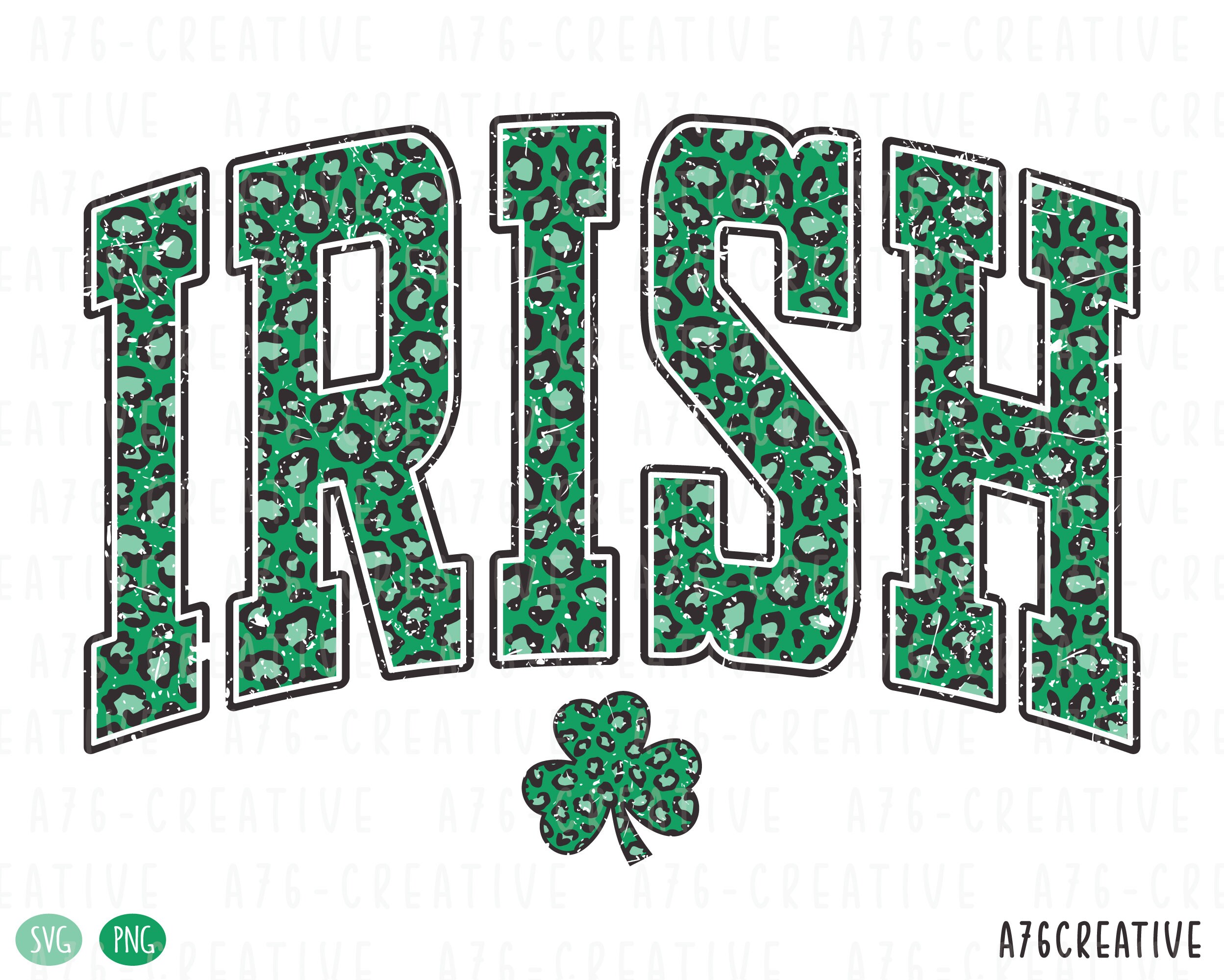 Retro Varsity Irish Leopard Print Png Svg Instant Download - Etsy