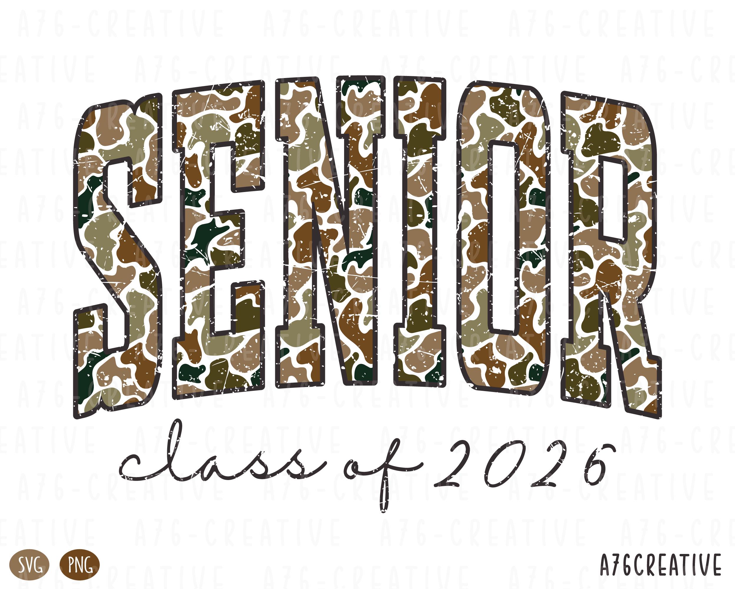 Retro Camo Senior 2026 Design: Sublimation Shirt, PNG SVG (digital ...