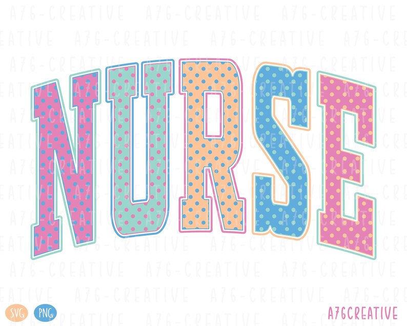 Polka Dot Print Nurse Design: Retro Style SVG PNG (digital Download) - Etsy