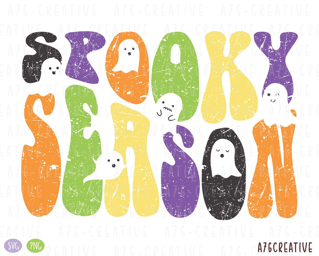 Halloween Ghost Spooky Season Png Svg, Halloween Png, Ghost Png, Retro ...