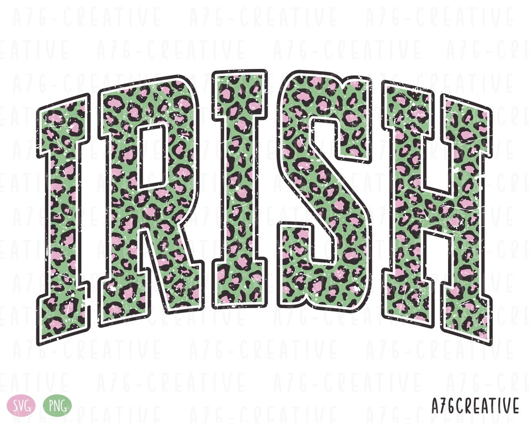 Retro Varsity Irish Leopard Print Png Svg Instant Download, Irish Png ...